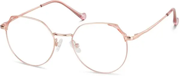 Zenni Round Eyeglasses Metal Full Rim Frame - Rose Gold