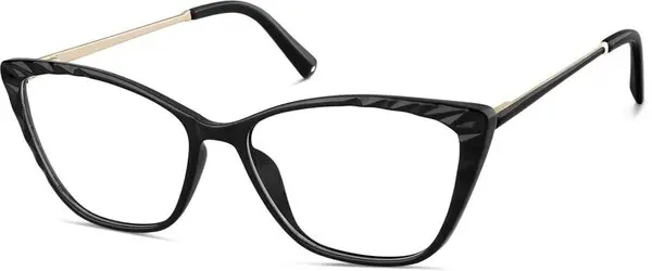 Zenni Cat-eye Full Rim Mixed Frame Glasses - Black