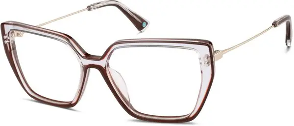 Zenni Cat-eye Full Rim Mixed Frame Glasses - Brown