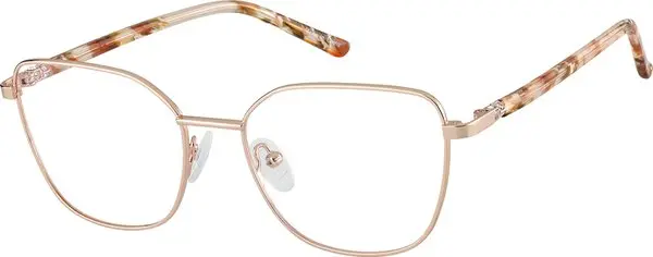 Zenni Cat-eye Full Rim Mixed Frame Glasses - Rose Gold