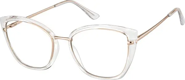 Zenni Cat-eye Full Rim Mixed Frame Glasses - Translucent