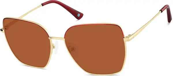 Zenni Square Stainless Steel Sunglasses - Red