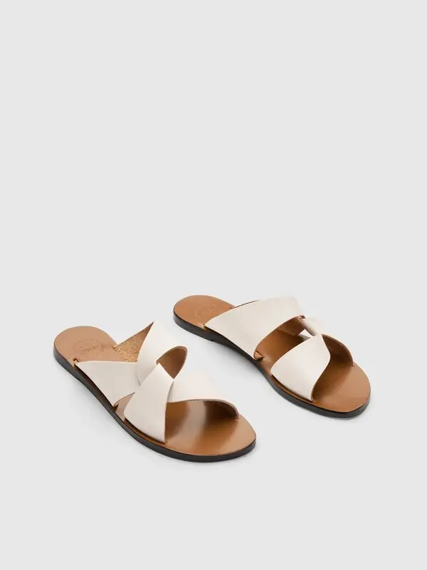 Atp Atelier Allai And Leather Flat Sandals Linen Editorialist