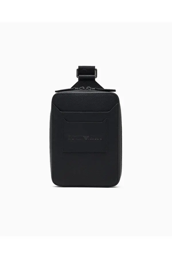 Emporio Armani Tumbled-leather Mini Backpack - Black