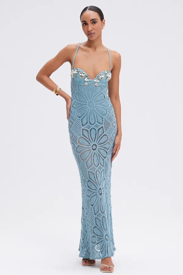 patbo blue dress PatBo Nightflower Back Maxi Dress main image 0
