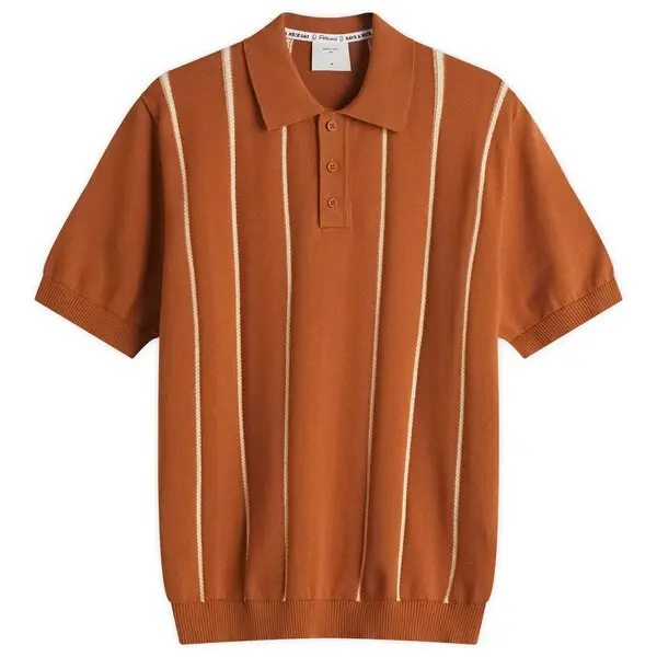PERCIVAL Micro Cable Knitted Polo - Tobacco