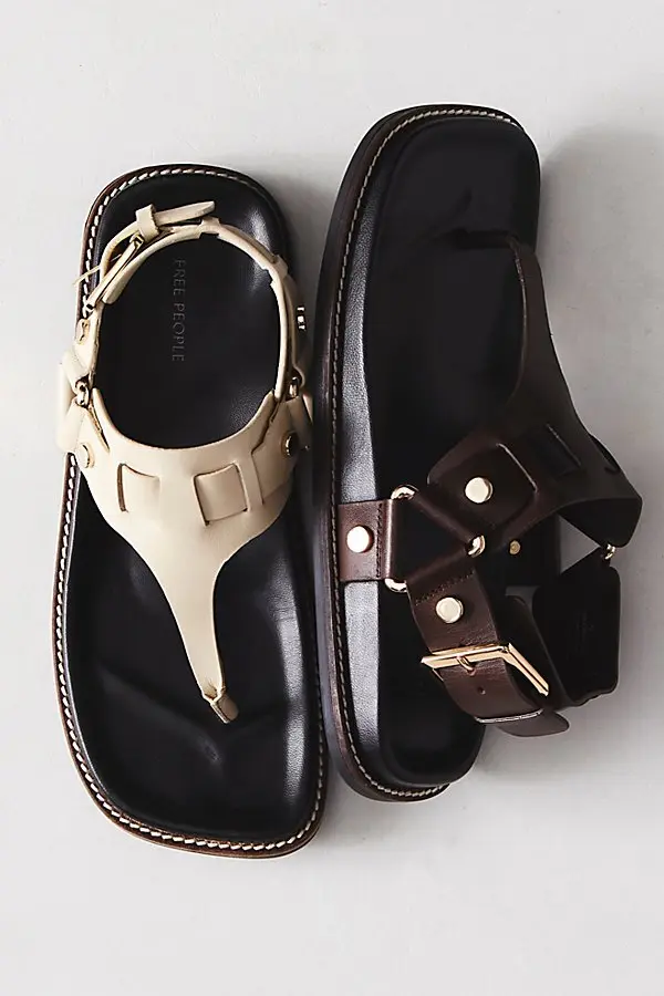 Free People Suri Square Toe Sandals - Bitter Chocolate