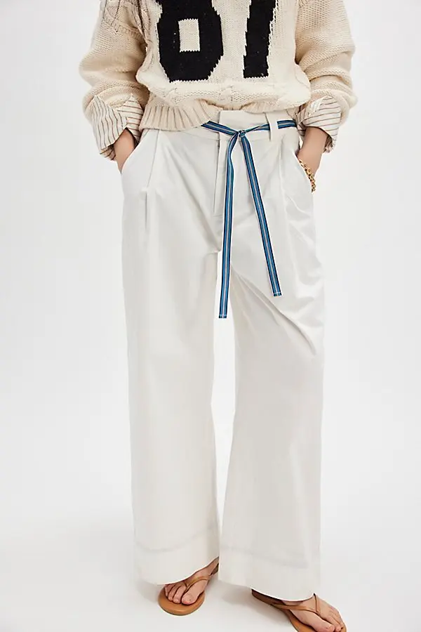 Free People Buckle Back Trousers - Snow White