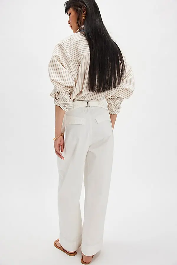Free People Buckle Back Trousers - Snow White