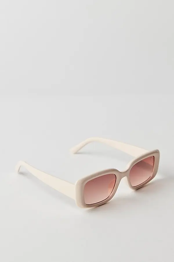 Free People Frankie Rectangle Sunglasses - Crystal Cream W/tonal