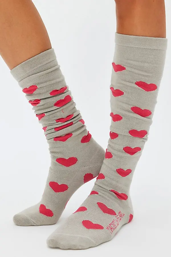 MAGNOLIA PEARL Candry Heart Over-the-knee Socks - Grey