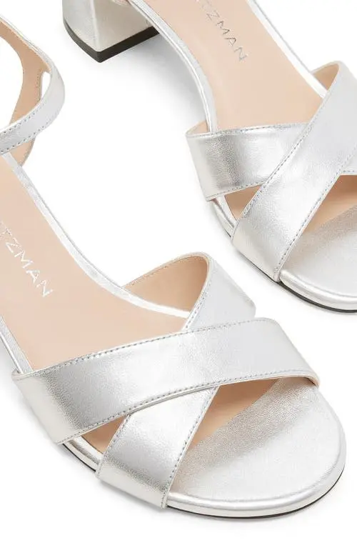 STUART WEITZMAN Dayna Ankle Strap Sandal - Silver/silver