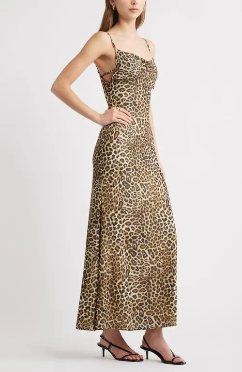 Open Edit Print Mesh Maxi Dress In Beige Goldrown Leopard - 40% Off |  Editorialist