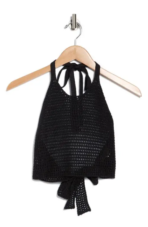 Elan Open Stitch Halter Crop Cover-up Top