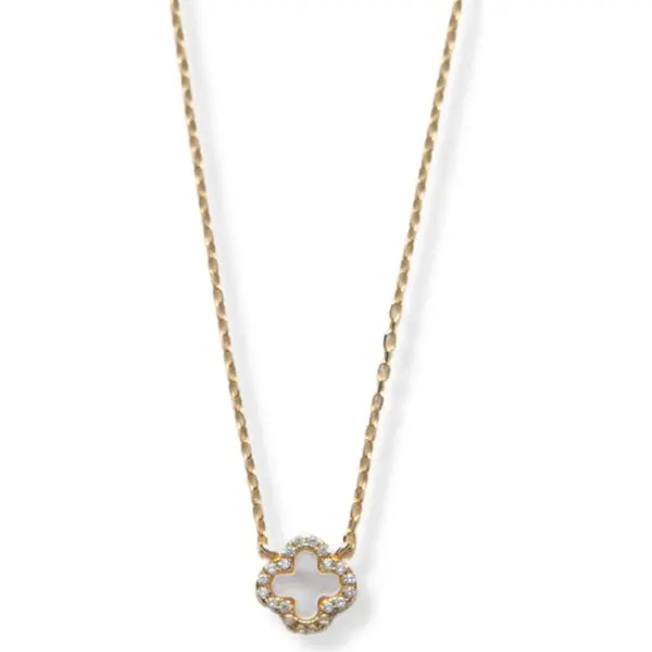 Argento Vivo Pavé Clover Pendant Necklace - Gold