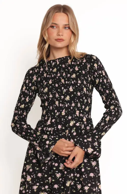 petal and pup black floral dress Achanti Pleated Maxi Dress - Black Floral