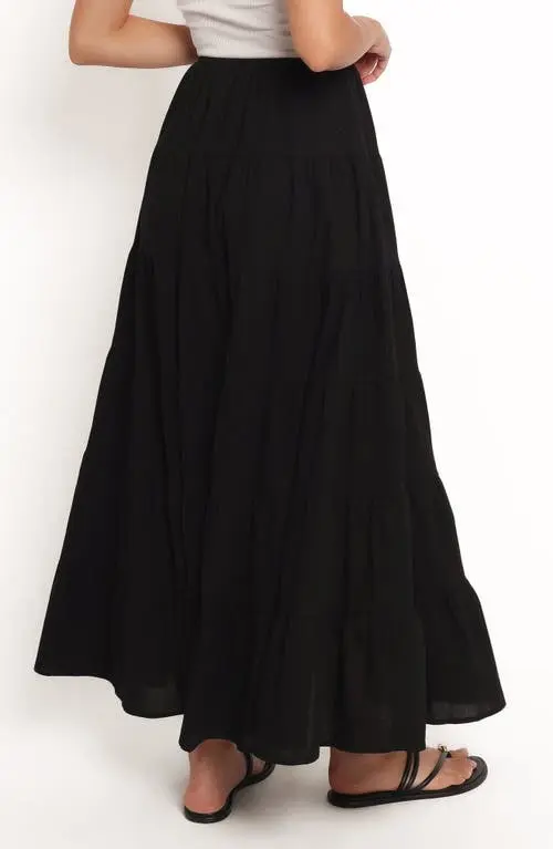 PETAL & PUP Archy Tiered Maxi Skirt - Black