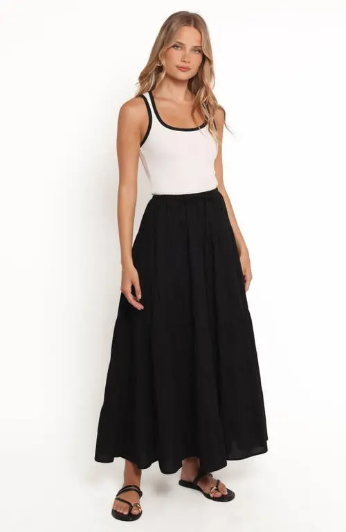 PETAL & PUP Archy Tiered Maxi Skirt - Black