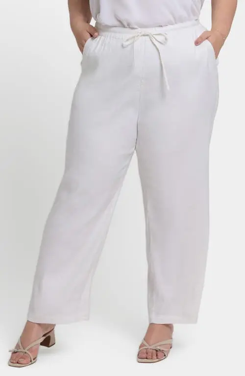 NYDJ Drawstring Relaxed Fit Linen Blend Pants - White