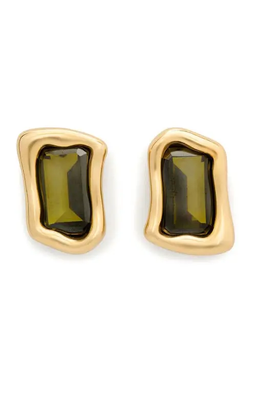 Kate Spade New York Molten Glass Stud Earrings - Green/ Gold