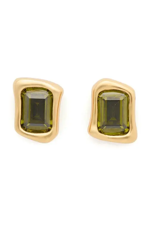 Kate Spade New York Molten Glass Stud Earrings - Green/ Gold