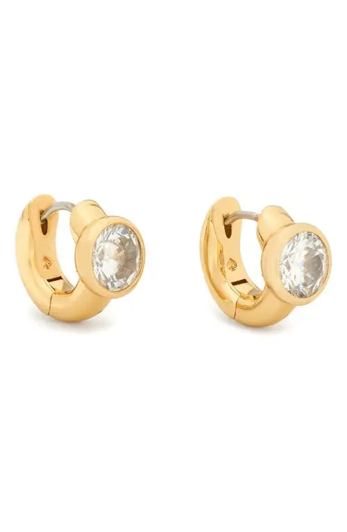 Kate Spade New York Keep Sparkling Huggie Hoop Earrings - Clear/ Gold.