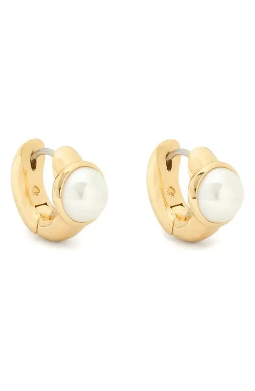 Kate Spade New York Keep Sparkling Huggie Hoop Earrings - Cream/ Gold