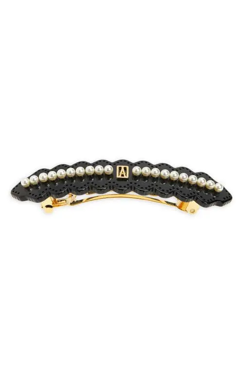 Alexandre De Paris Faux Pearl Embellished Barrette - Black