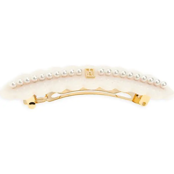 Alexandre De Paris Faux Pearl Embellished Barrette - Ivory