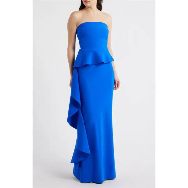Chiara Boni La Petite Robe Eliska Strapless Gown - Blue Klein