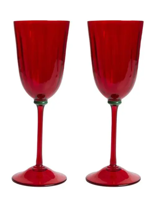 La DoubleJ Wine Rainbow Glasses Set Of 2 - Red