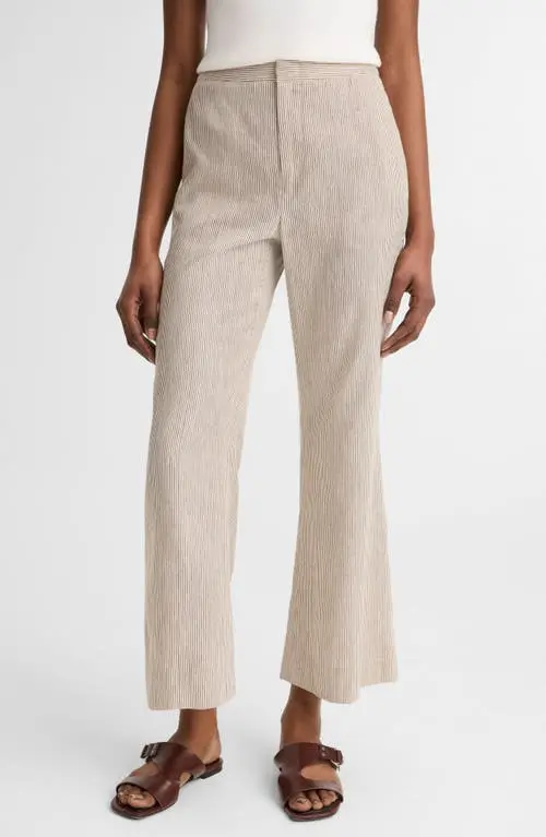 Vince Ticking Stripe Crop Flare Pants - Taupe Wood
