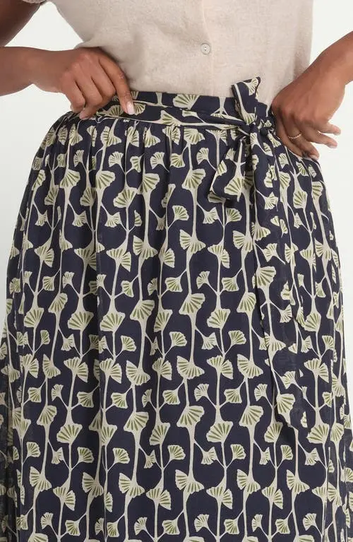 ESTELLE Sea Lily Belted Tiered Cotton Maxi Skirt