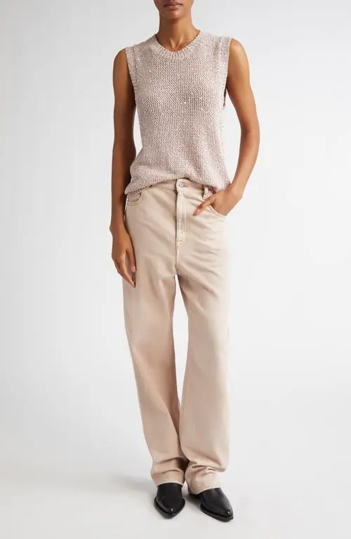 GOLDEN GOOSE Sequin Mesh Knit Tank - Shadow Gray