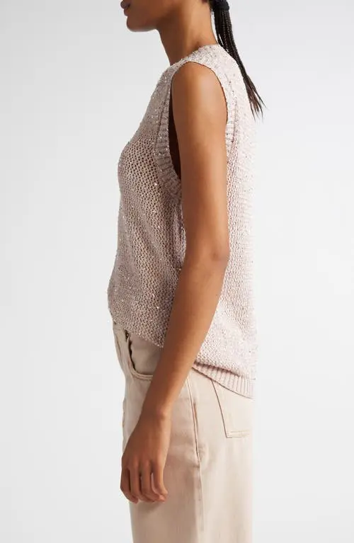 GOLDEN GOOSE Sequin Mesh Knit Tank - Shadow Gray