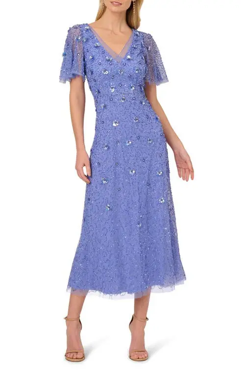 Adrianna Papell Beaded Mesh Cocktail Dress