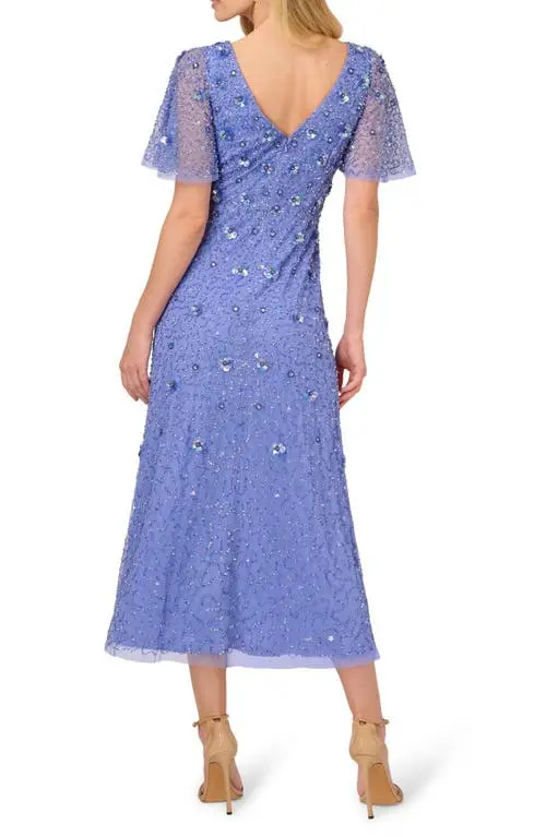 Adrianna Papell Beaded Mesh Cocktail Dress