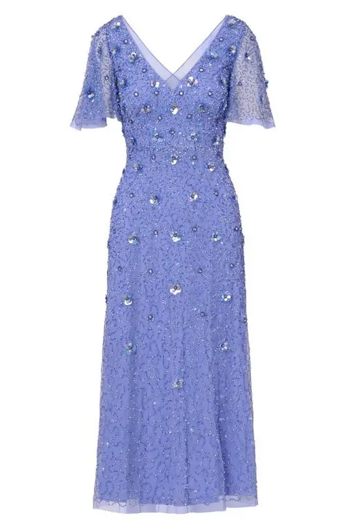 Adrianna Papell Beaded Mesh Cocktail Dress