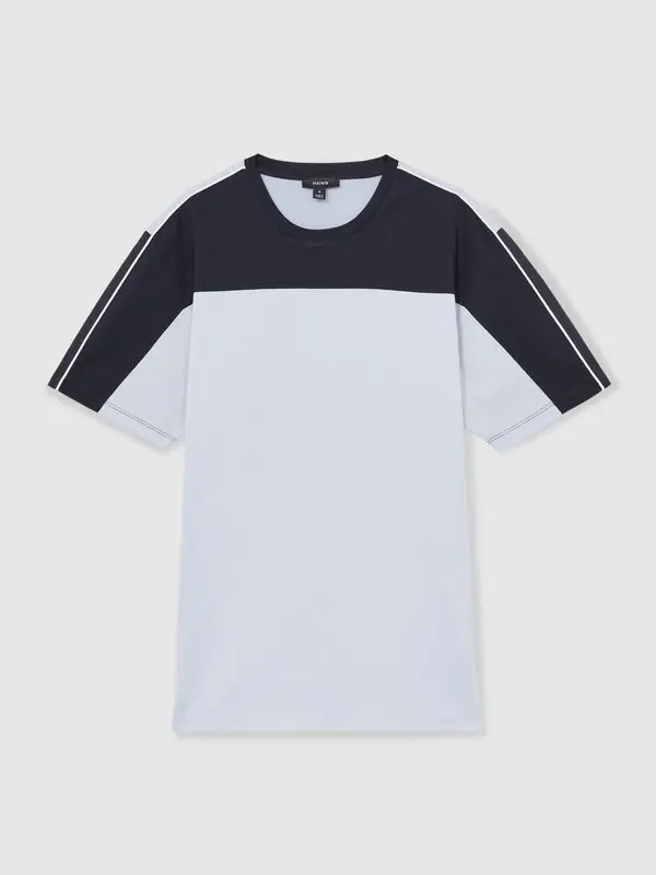 REISS Otis Mercerised-cotton Colour-block T-shirt