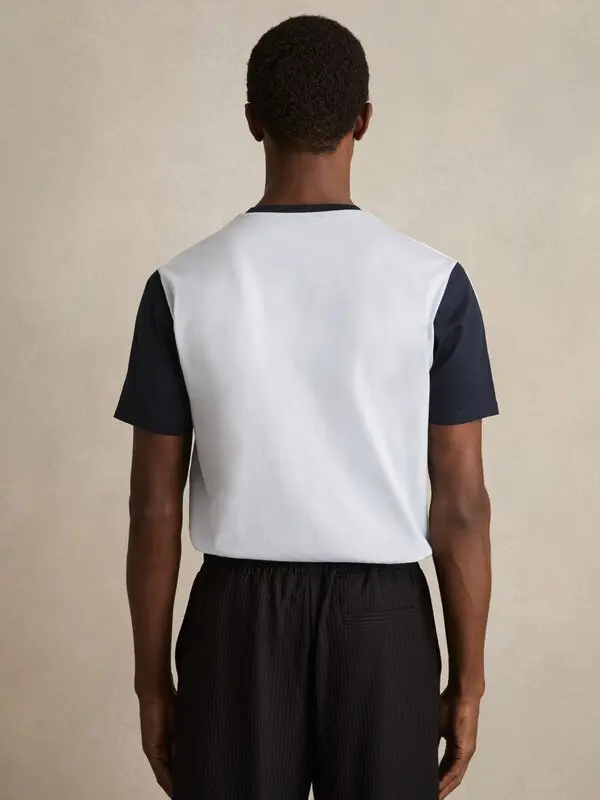REISS Otis Mercerised-cotton Colour-block T-shirt