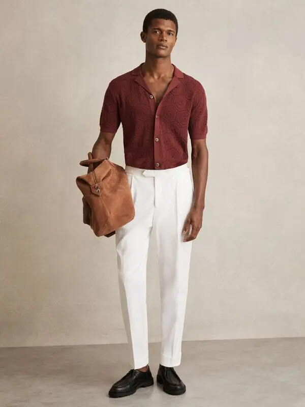 REISS Royce Pointelle Button-through Shirt