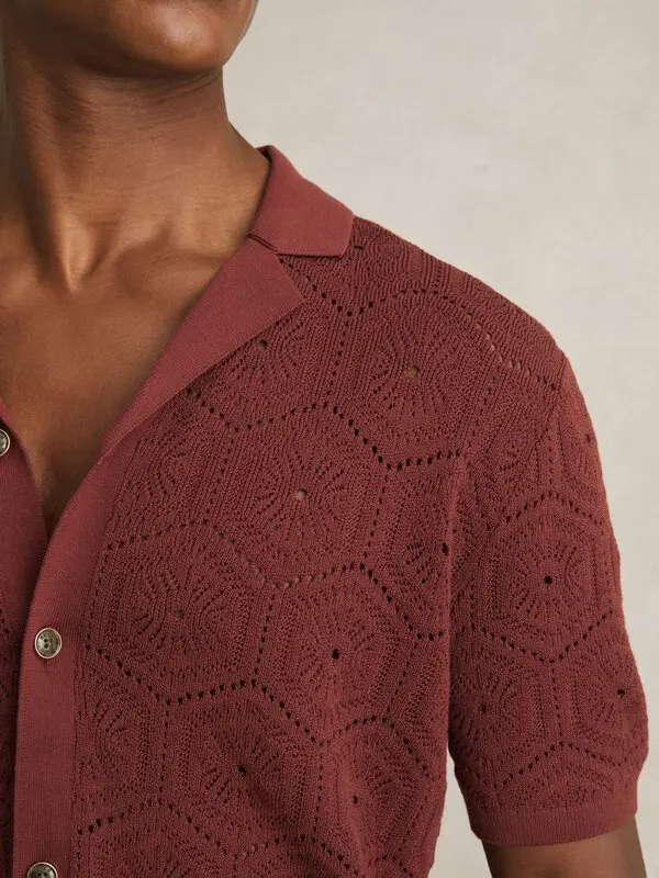 REISS Royce Pointelle Button-through Shirt