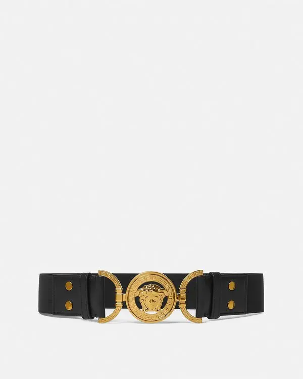 Versace Medusa '95 Leather Belt - Black+gold