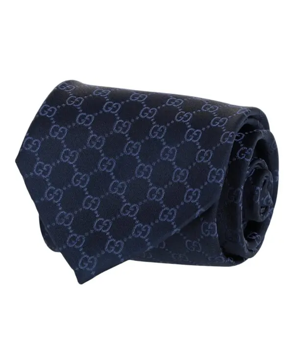 Gucci Gg Supreme Silk Neck Tie - Blue