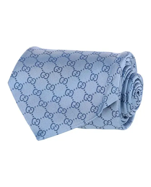Gucci Gg Supreme Silk Tie - Light Blue