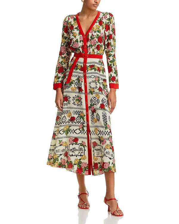 Saloni Leah Silk Belted Dress - Lantana Riviera Placemeny