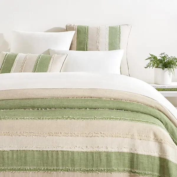 ANNIE SELKE Moon Hills Linen Duvet Cover, King - Olive
