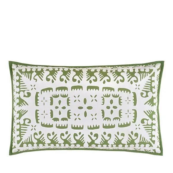 ANNIE SELKE Knight Wood Cutwork King Sham - Olive
