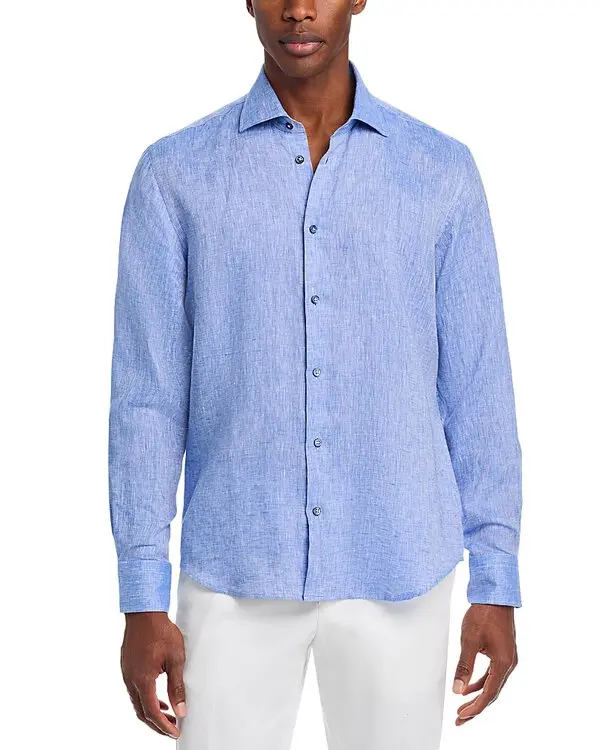 MAURIZIO BALDASSARI Linen Sport Shirt - Dark Blue
