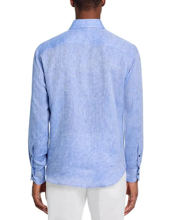 MAURIZIO BALDASSARI Linen Sport Shirt - Dark Blue